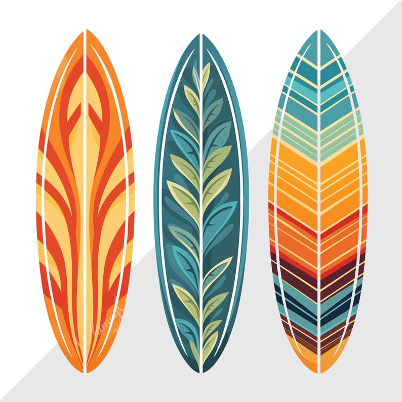 Colorful Surfboards Clip Art Set | Digital Surfing Images for ...