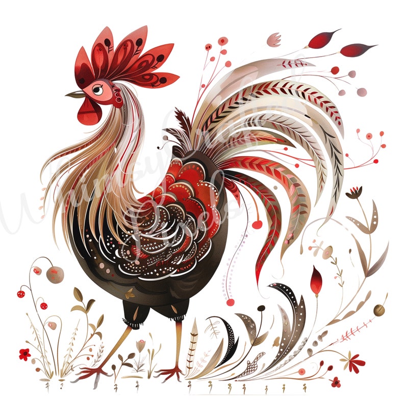 Fancy Rooster Clip Art Set Fun Digital Images for Scrapbooks, Card ...