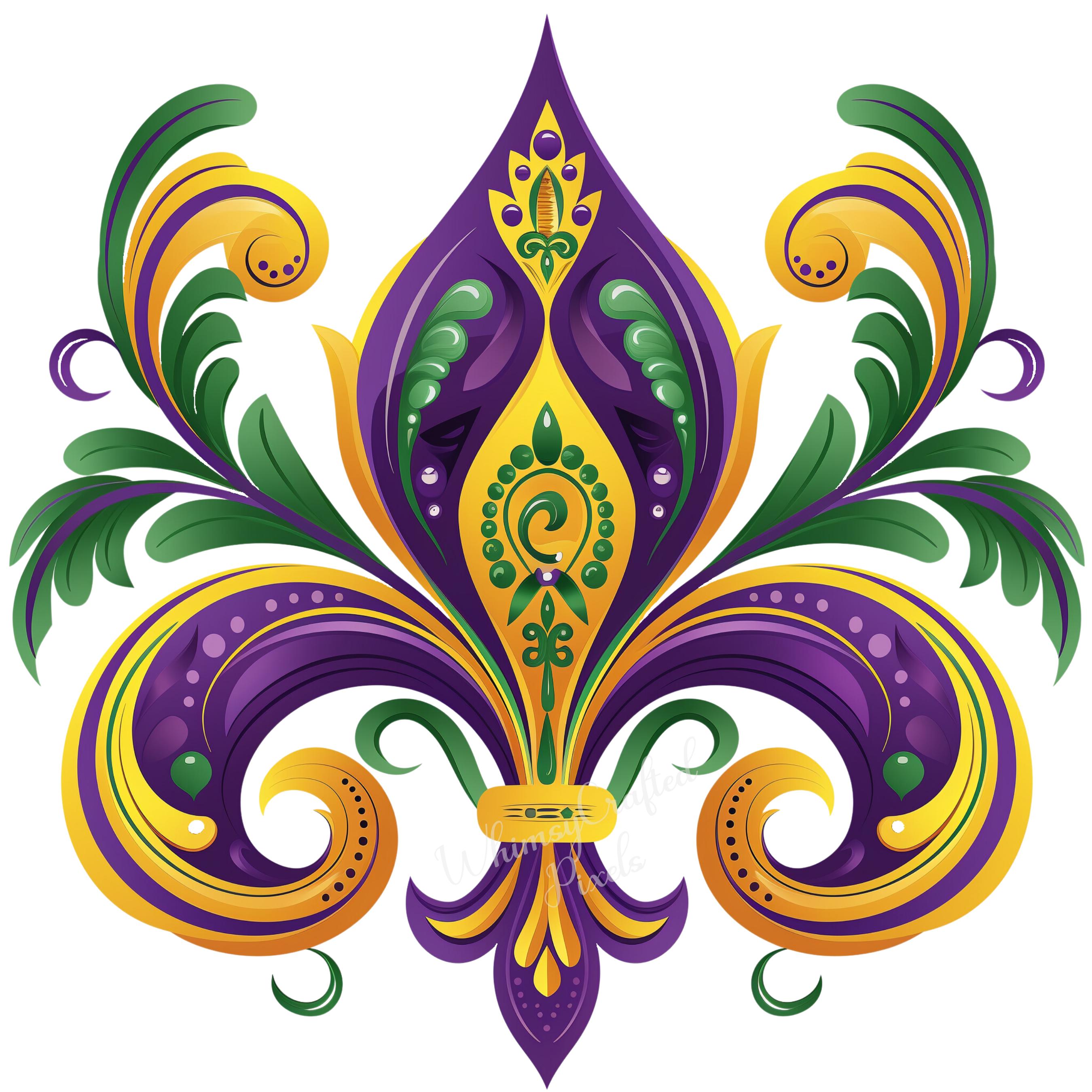 Mardi Gras Fleur-de-lis V2 Clip Art Set | Digital Images for Scrapbooks ...