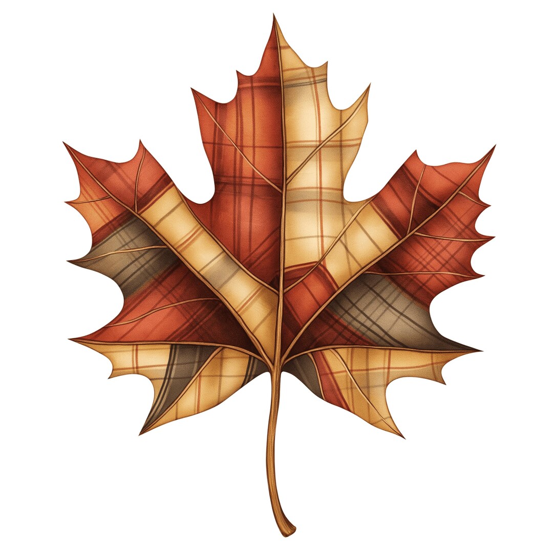 Plaid Maple Leaf Clip Art Set | Fall Digital Images | for Scrapbooks ...