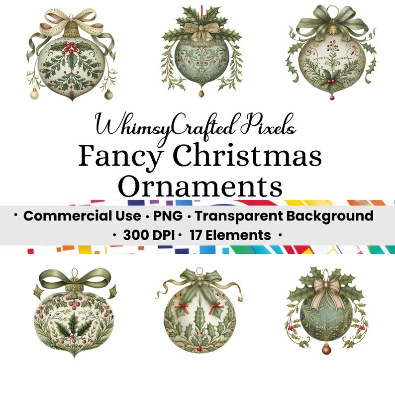 Fancy Christmas Ornaments Clip Art | Fun Digital Images | for ...
