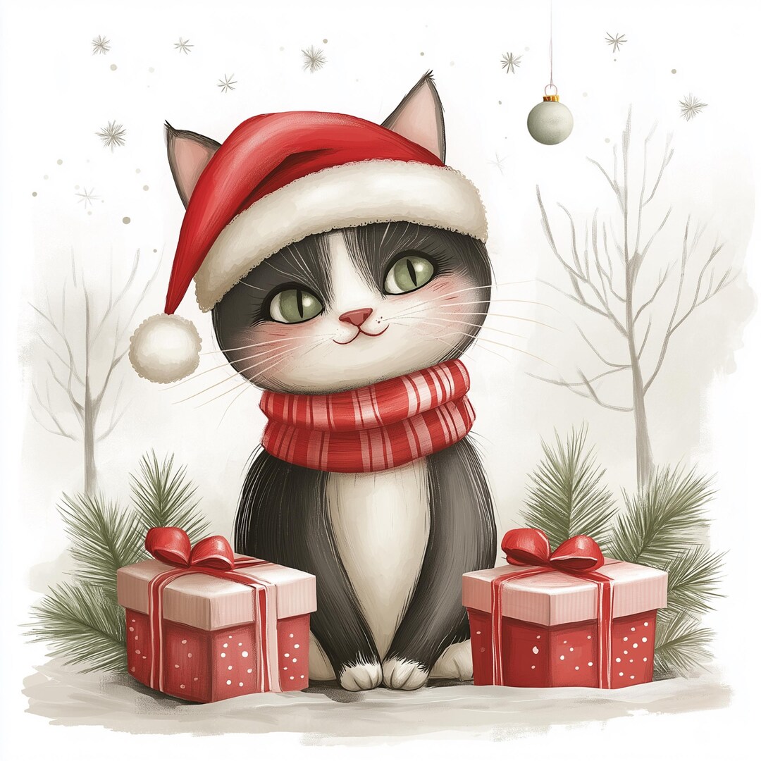 Cute Christmas Cats Digital Pages | Holiday Printable Digital ...