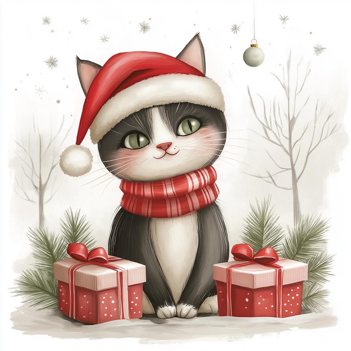 Cute Christmas Cats Digital Pages | Holiday Printable Digital ...