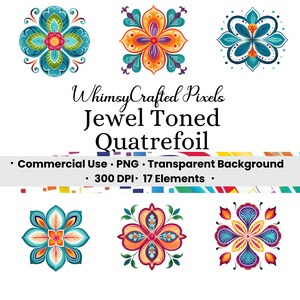 Jewel Toned Quatrefoil Clip Art Set | Colorful Digital Images for ...