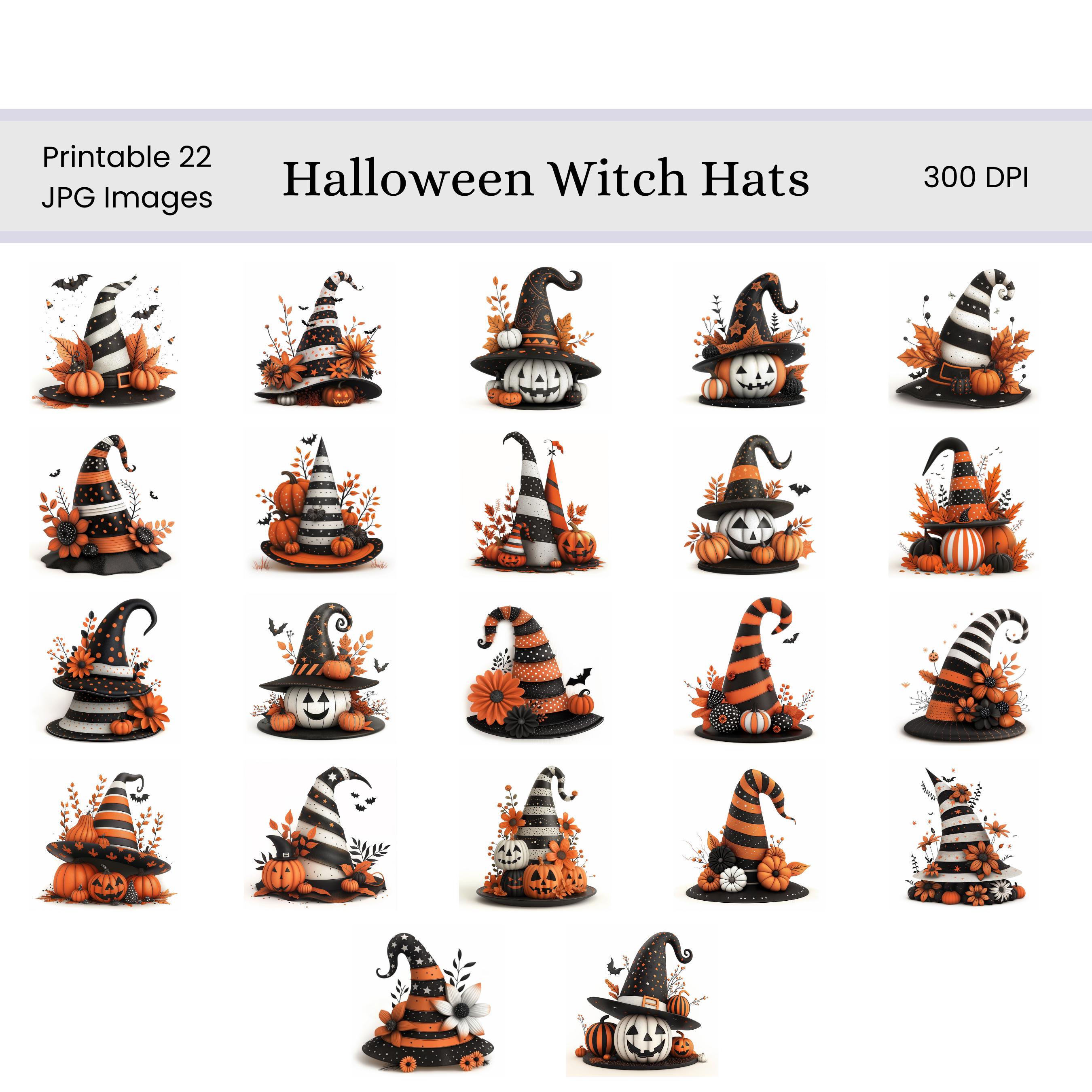 Halloween Witch Hats Digital Pages | Halloween Printable Digital ...