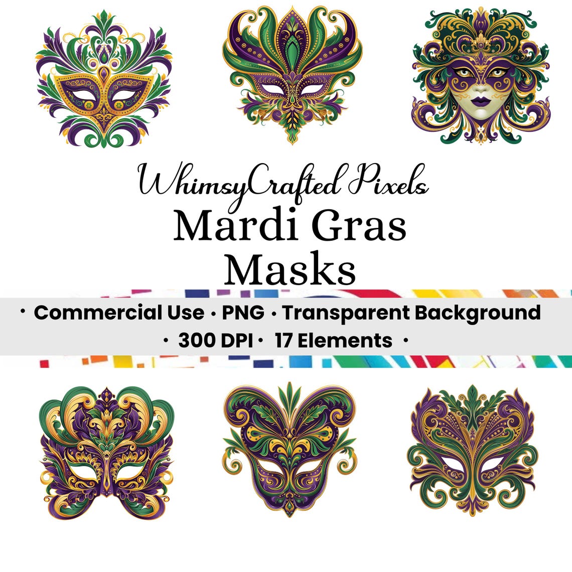 Mardi Gras Masks Clip Art Set | Festive Digital Images for Scrapbooks ...