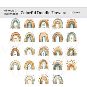 Boho Rainbows Clip Art Set | Cute Digital Images | for Scrapbooks, Card ...