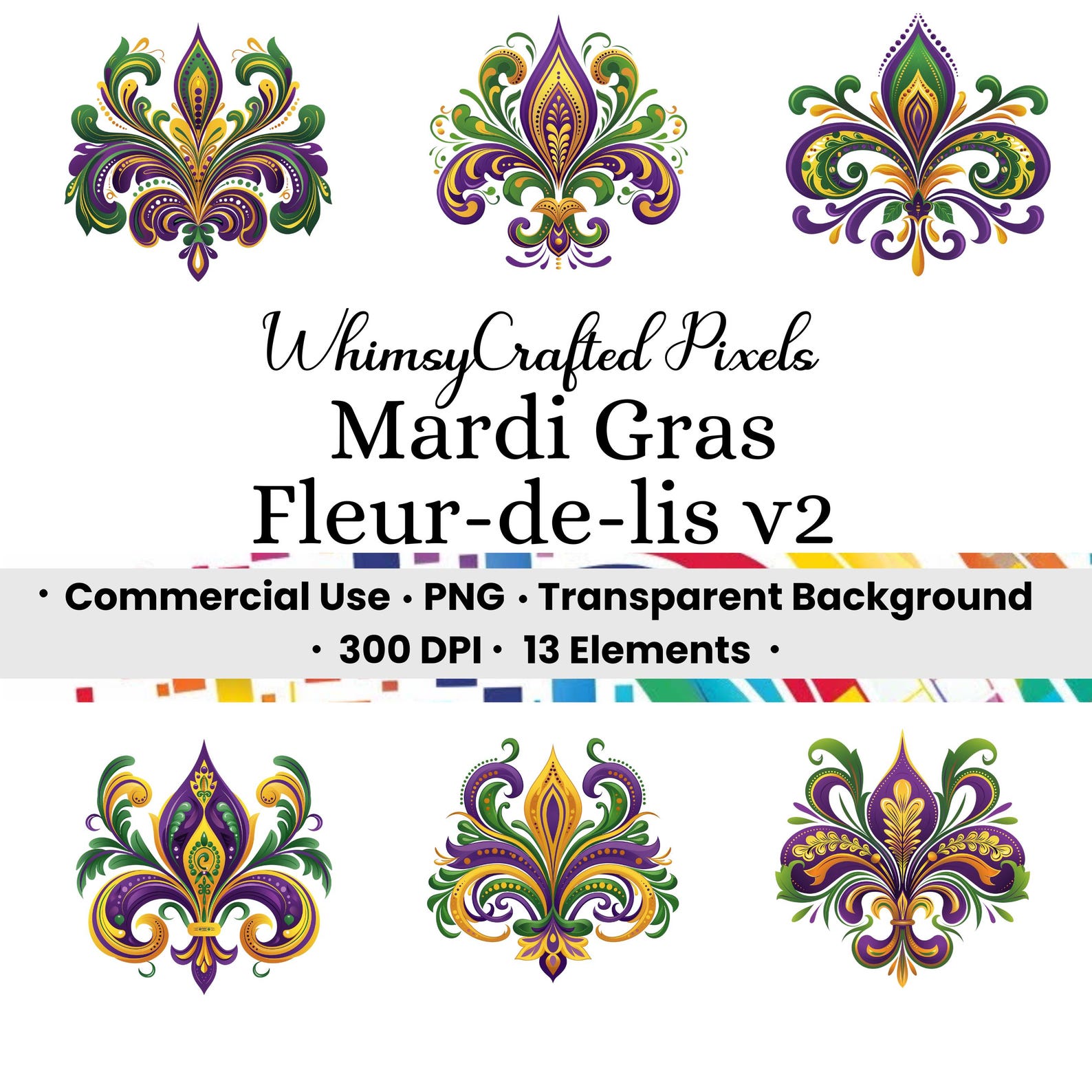Mardi Gras Fleur-de-lis V2 Clip Art Set | Digital Images for Scrapbooks ...