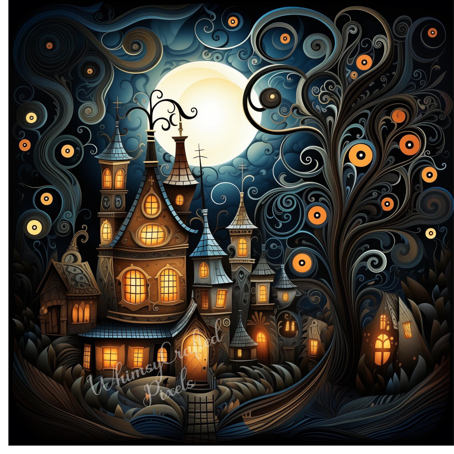 Whimsical Haunted Houses Digital Pages | Halloween Printable Digital ...
