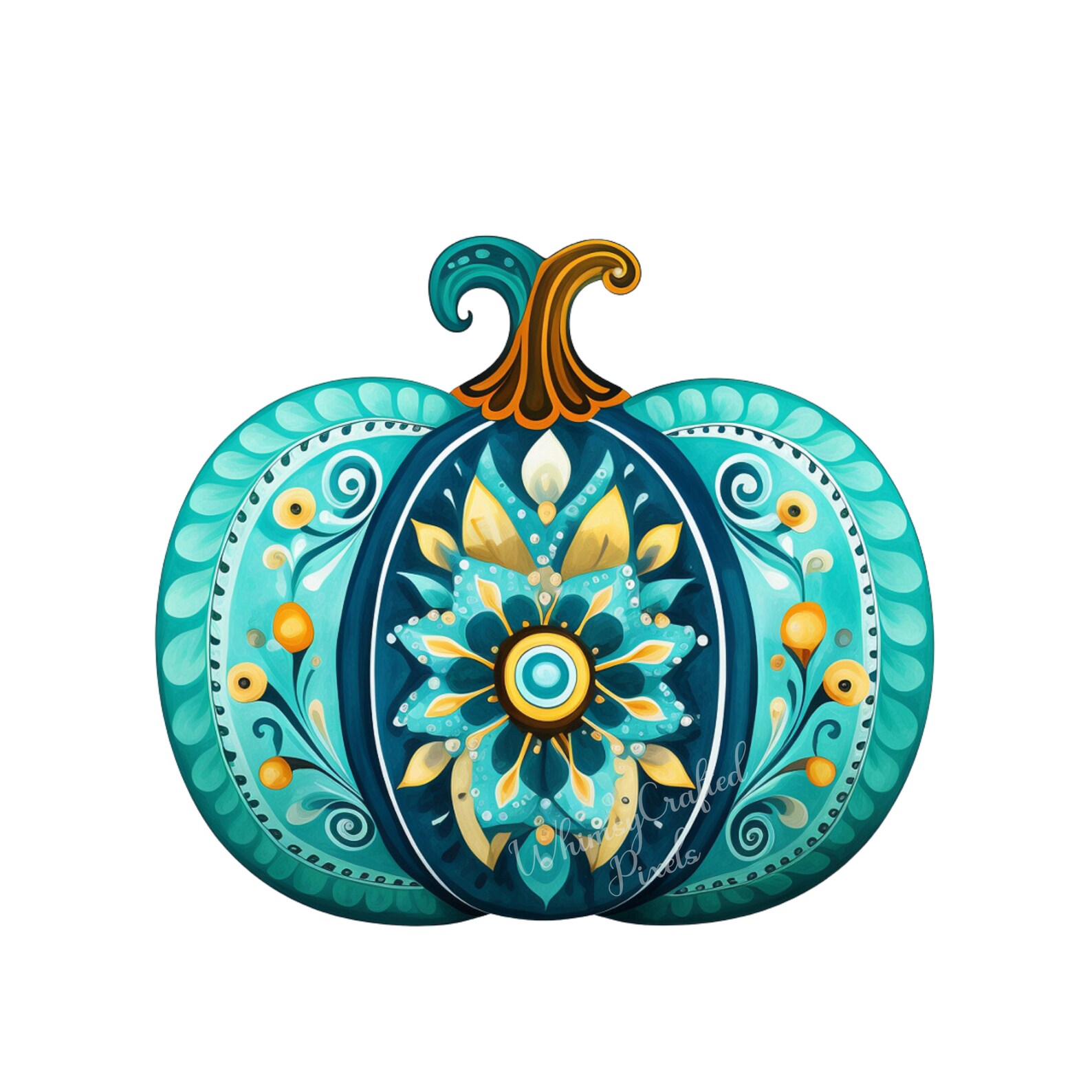 Teal Painted Pumpkins Clip Art Set | Fall Digital Images |scrapbooks ...
