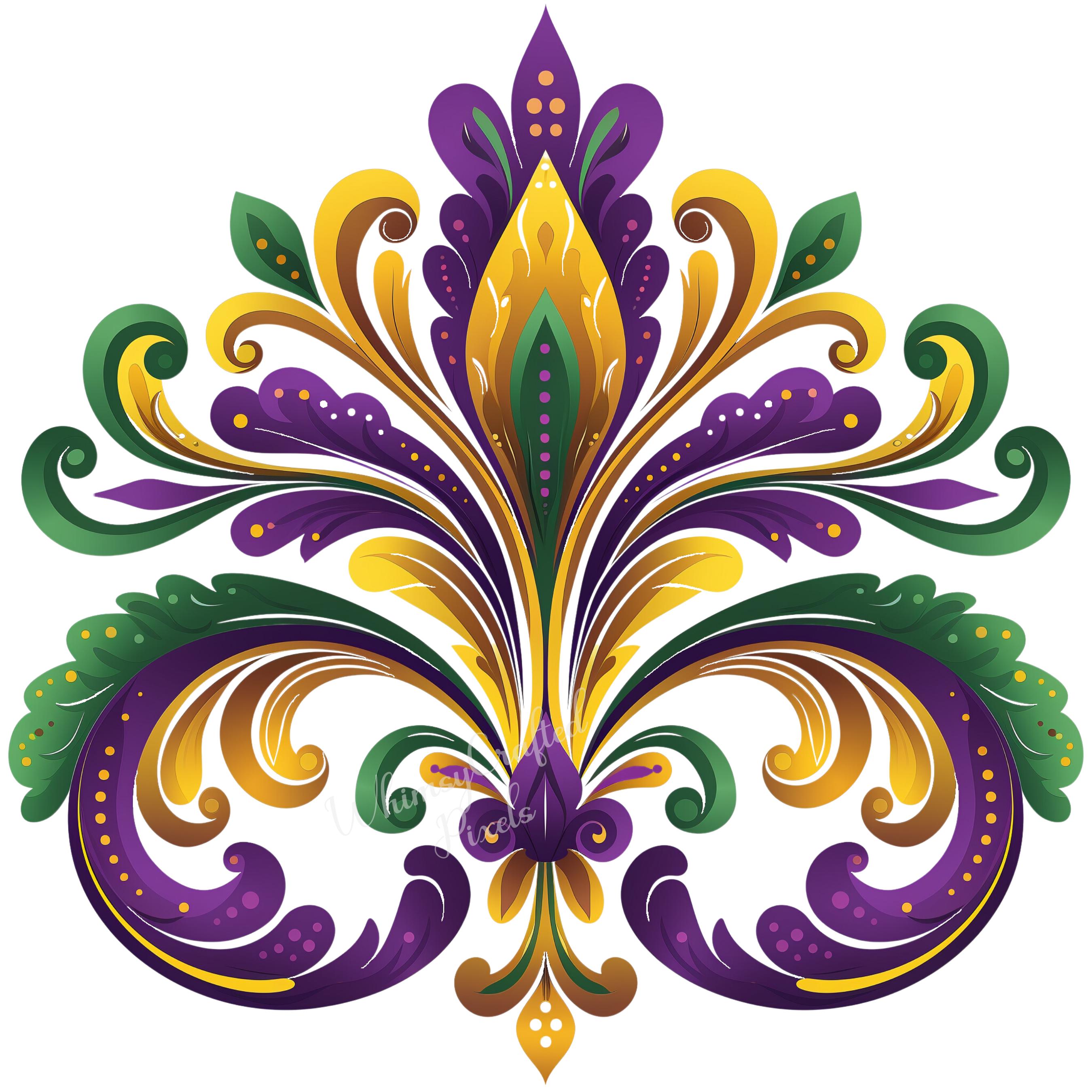 Mardi Gras Fleur-de-lis V2 Clip Art Set | Digital Images for Scrapbooks ...
