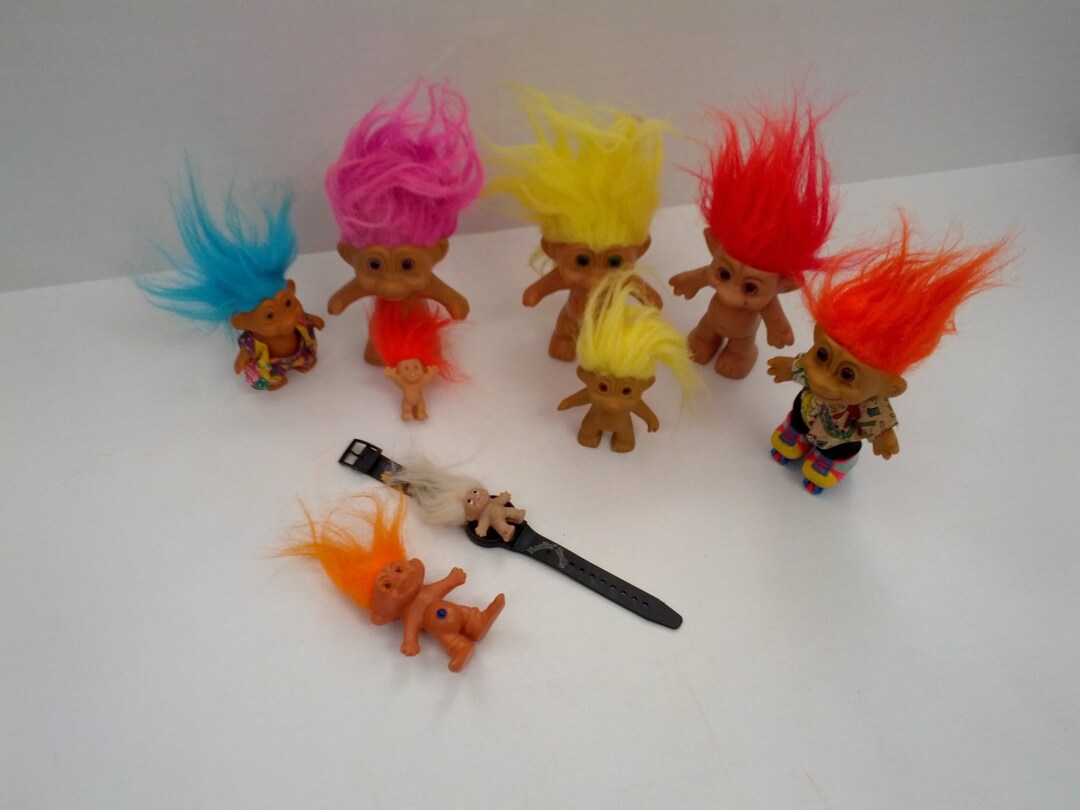 Vintage Troll Doll Lot Forest Troll, Roller Bladder, Troll Key Chain ...
