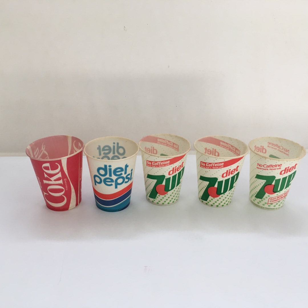 Vintage Small Wax Soda Pop Cup Lot Coke Diet Pepsi Diet 7up Old ...