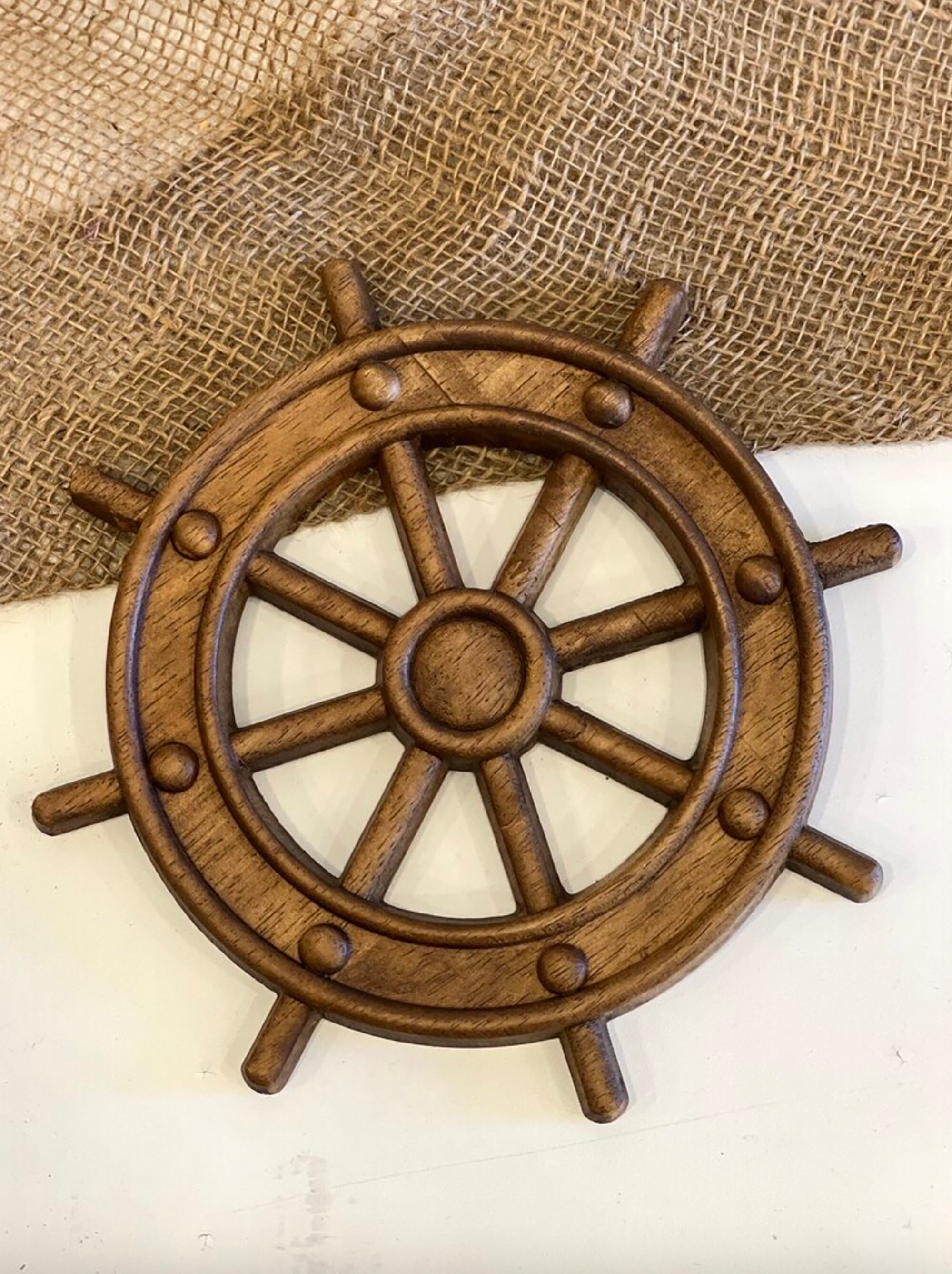 Nautical Inspired Wooden Helm Decor Wooden Helm Decor for Captivating ...