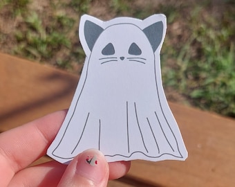 Ghost Holding Cat Halloween Sticker | Printable - Etsy