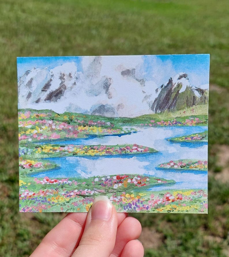 Watercolor Lake Scene Print - Etsy