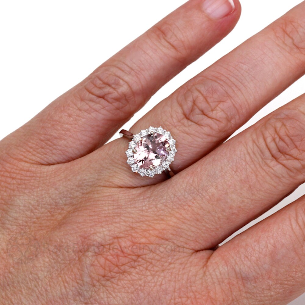 Pink Moissanite Engagement Ring Oval Pink Moissanite Ring Platinum ...