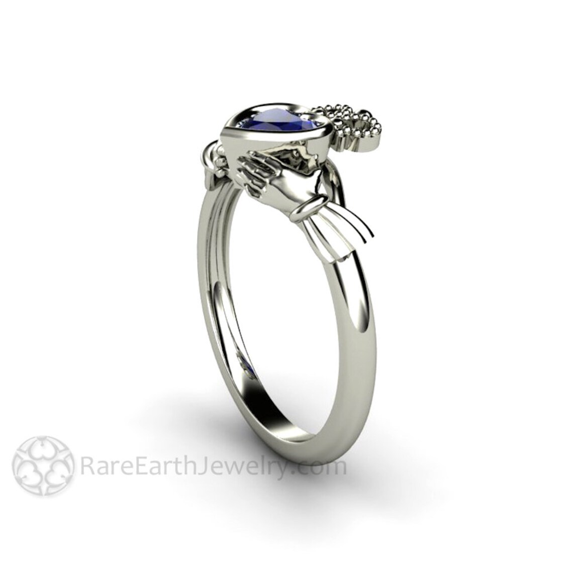 Blue Sapphire Claddagh Ring Celtic Jewelry Celtic Engagement - Etsy
