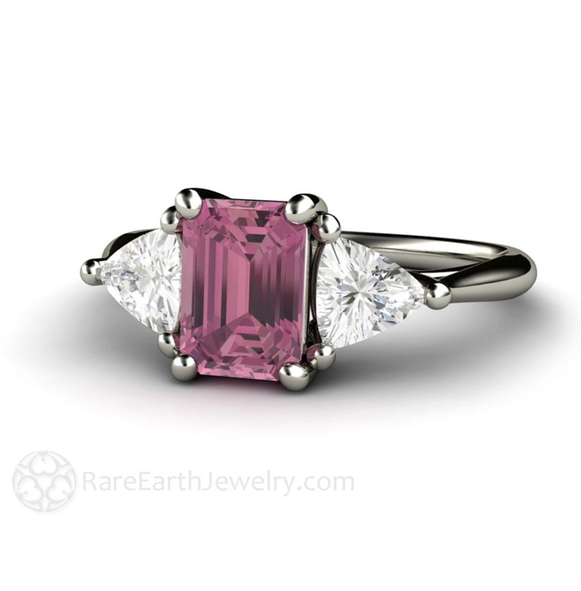 Pink Tourmaline Ring Vintage Tourmaline Engagement Ring Diamond 3 Stone ...