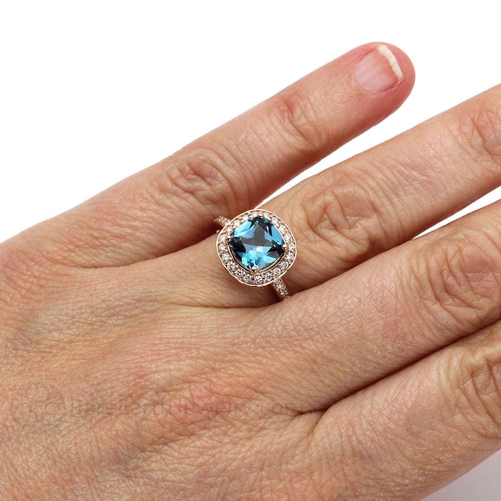 London Blue Topaz Ring London Blue Topaz Cushion Engagement Ring ...