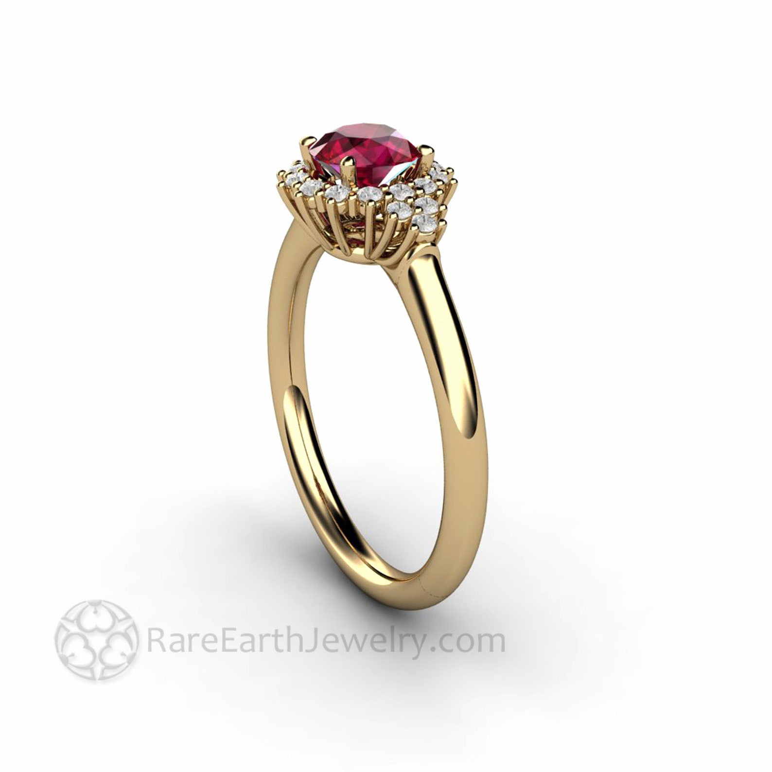 Vintage Inspired Ruby Engagement Ring Round Ruby Ring Cluster - Etsy