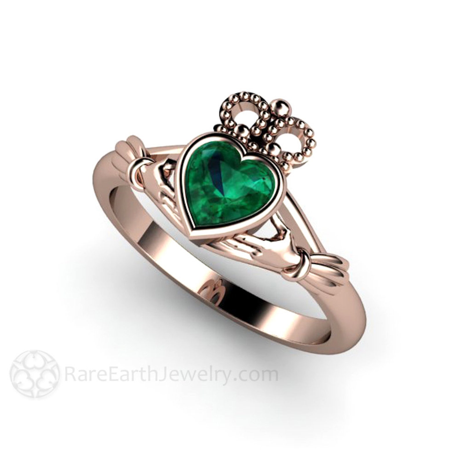 Emerald Claddagh Ring Celtic Jewelry Celtic Engagement Ring Irish ...