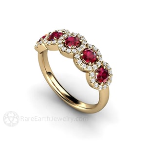 Ruby Ring, Ruby Wedding Band, Ruby and Diamond Anniversary Band, July ...