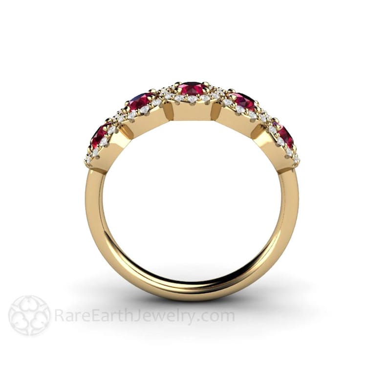 Ruby Ring Ruby Wedding Band Ruby and Diamond Anniversary | Etsy