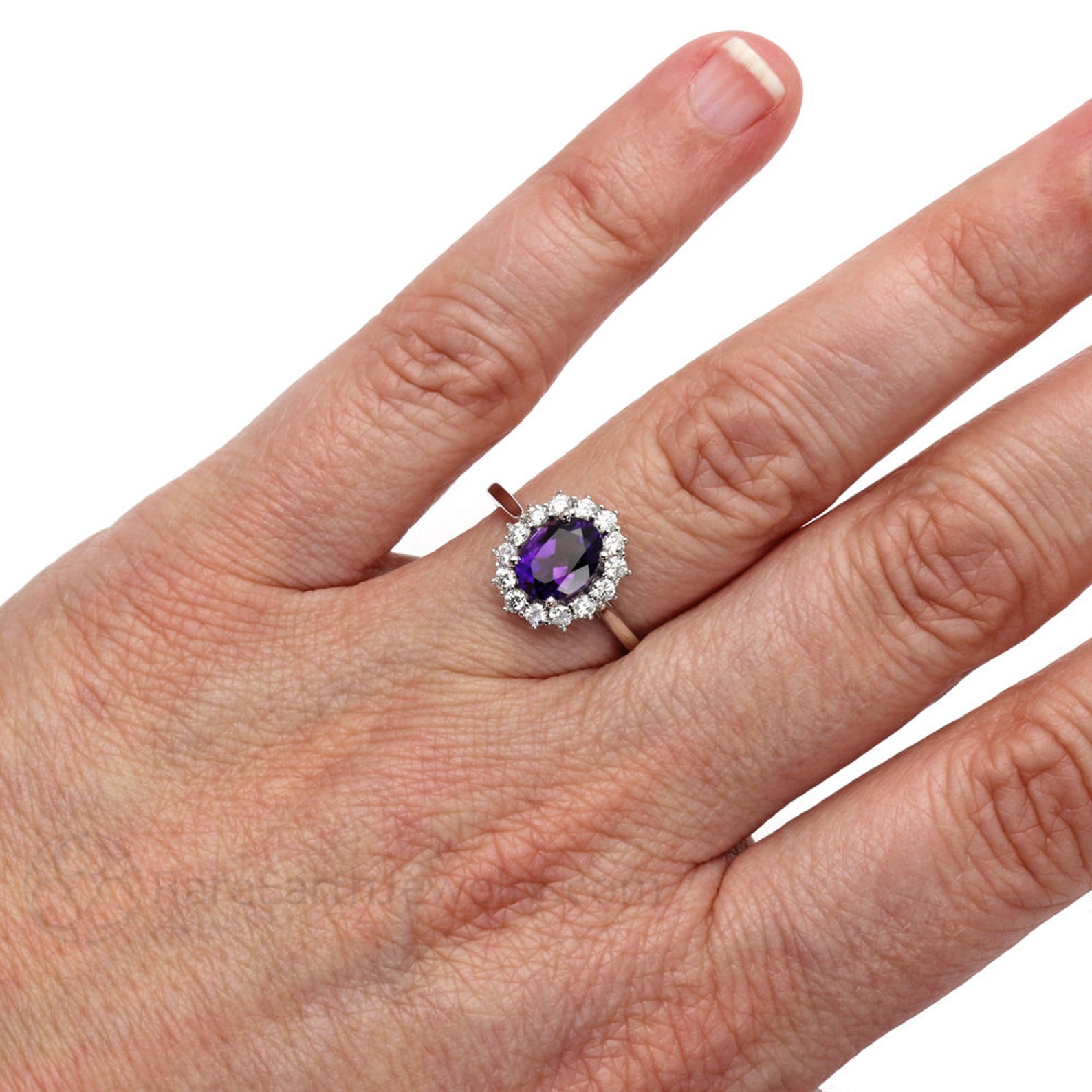Oval Amethyst Ring Natural Amethyst and Diamond Ring Vintage - Etsy
