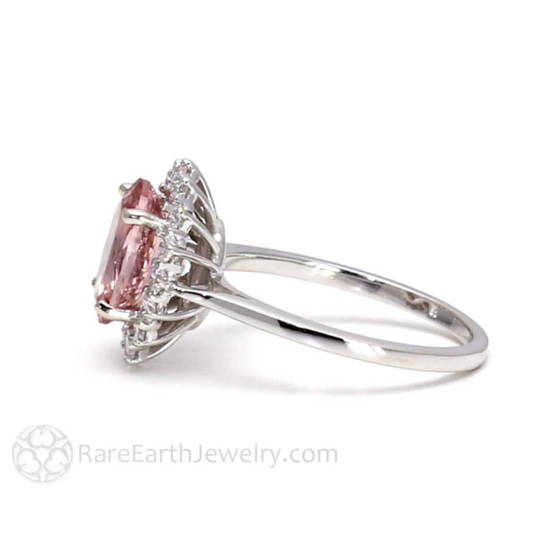 Morganit Verlobungsring Rosa Morganit Ring Diamanten Oval | Etsy