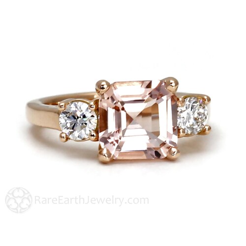 Asscher Morganite Engagement Ring Morganite Ring Asher - Etsy