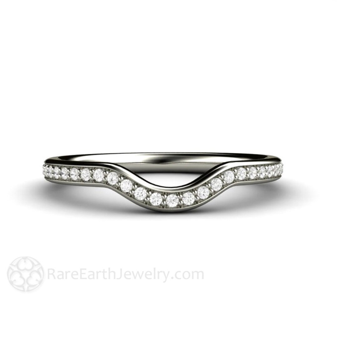 Diamond Wedding Ring Band Contoured Wedding Band Diamond Ring 14K or ...