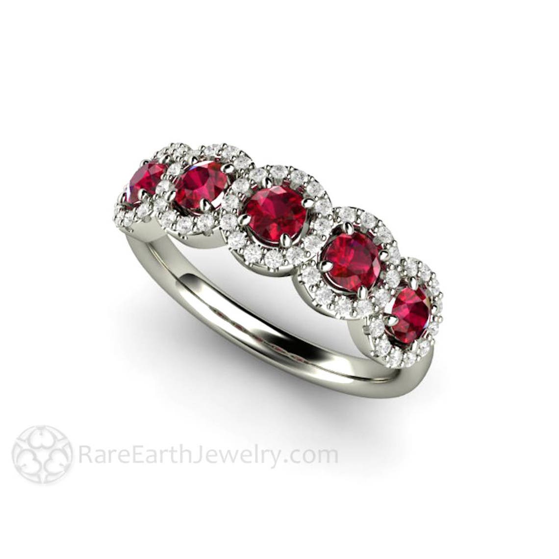 Ruby Ring Ruby Wedding Band Ruby and Diamond Anniversary | Etsy