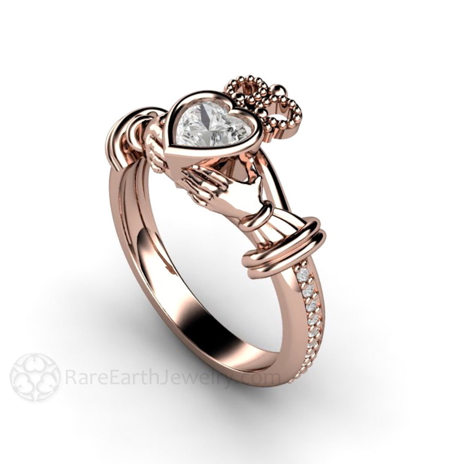 Claddagh Ring Celtic Wedding Ring Engagement Ring Natural White ...