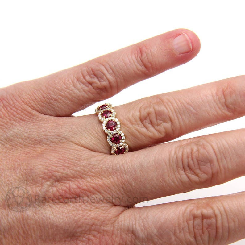 Ruby Ring Ruby Wedding Band Ruby and Diamond Anniversary | Etsy