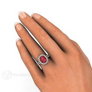 Ruby Engagement Ring Cushion Ruby Ring With Diamond Halo July ...
