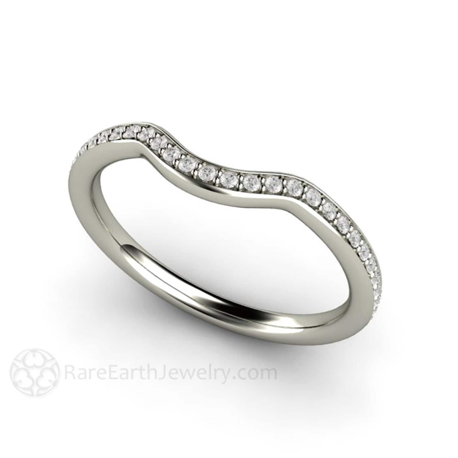 Diamond Wedding Ring Band Contoured Wedding Band Diamond Ring | Etsy