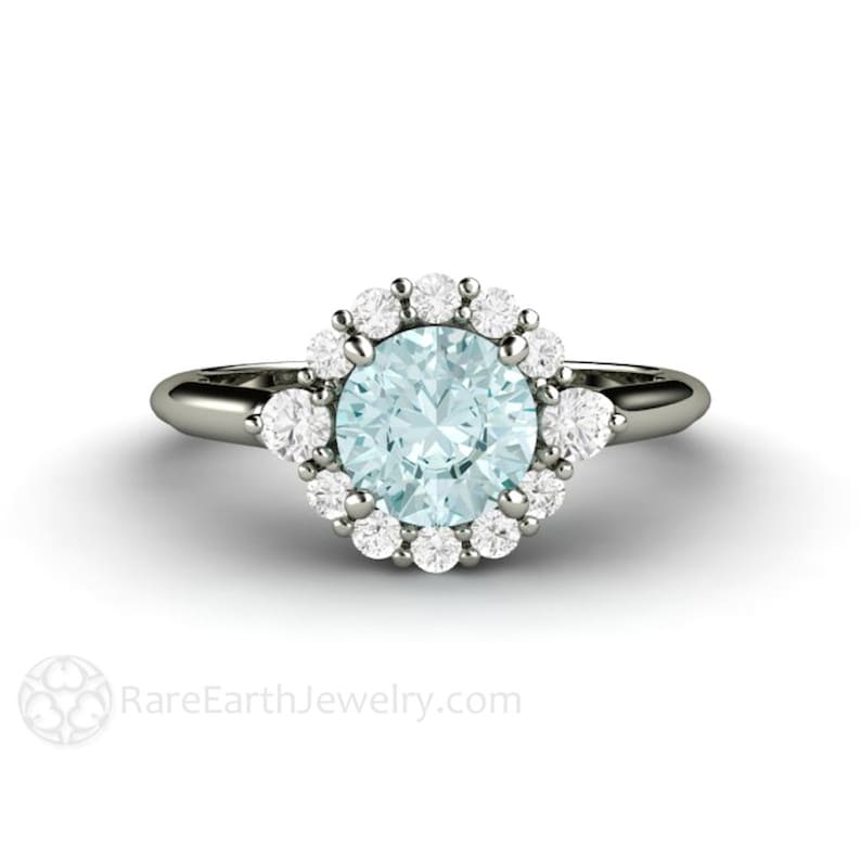 Blue Moissanite Engagement Ring Light Blue Stone Ring Blue | Etsy