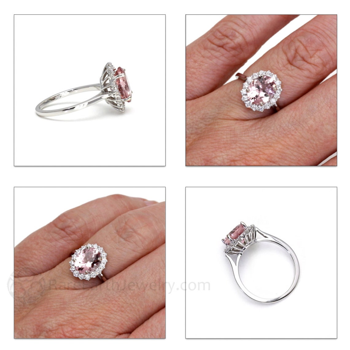 Pink Moissanite Engagement Ring Oval Pink Moissanite Ring Platinum ...