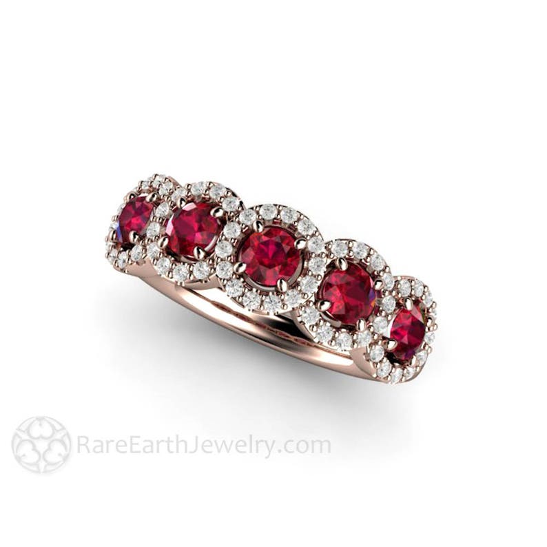 Ruby Ring Ruby Wedding Band Ruby and Diamond Anniversary | Etsy