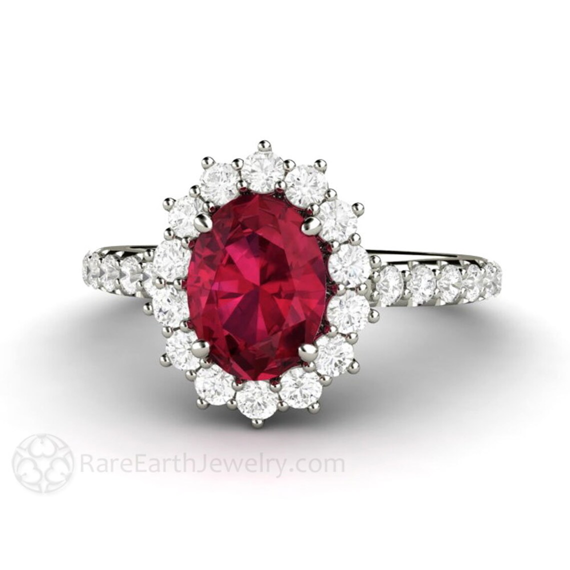Oval Ruby Ring Ruby Engagement Ring Diamonds July Birthstone Gemstone ...