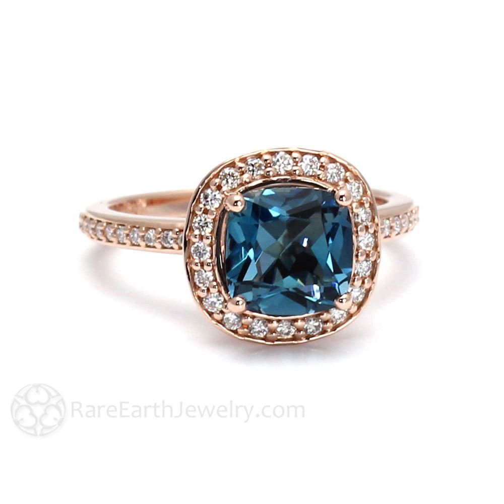 London Blue Topaz Ring London Blue Topaz Cushion Engagement Ring ...