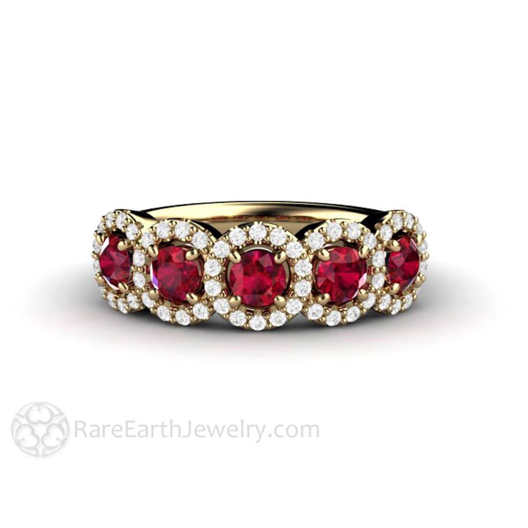 Ruby Ring, Ruby Wedding Band, Ruby and Diamond Anniversary Band, July ...