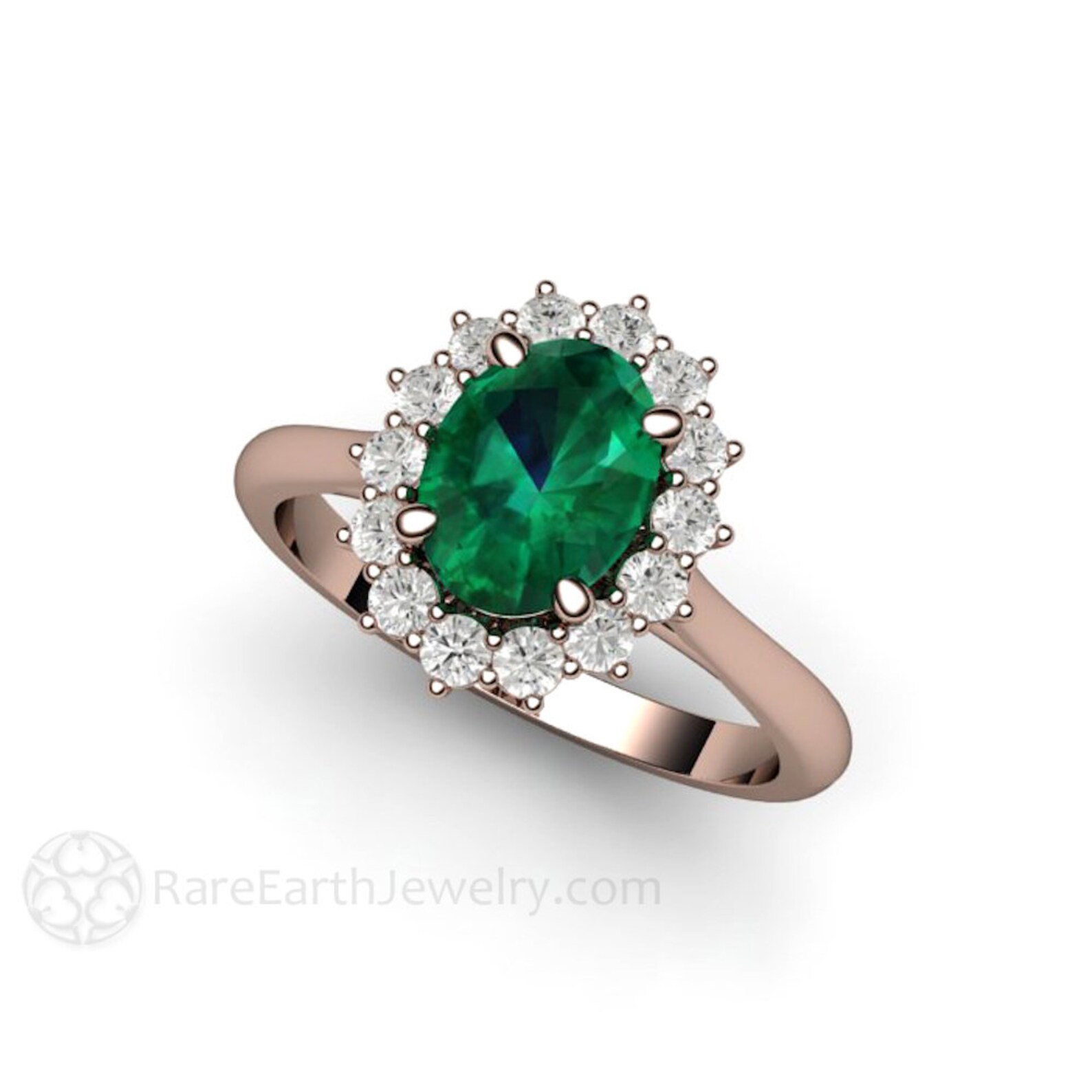 Emerald Engagement Ring Oval Emerald Ring With Diamonds - Etsy