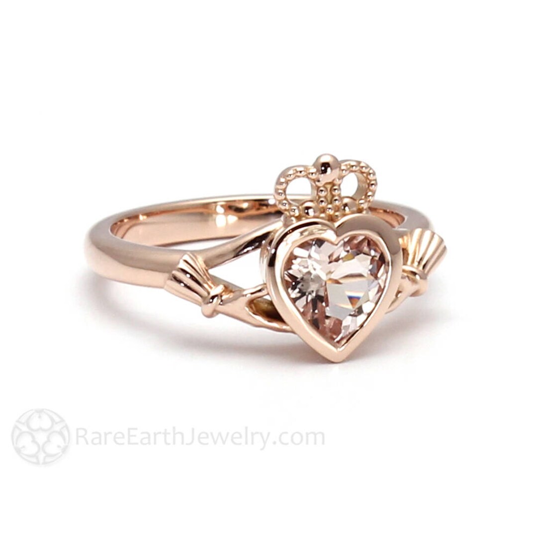 Claddagh Ring Celtic Jewelry Morganite Engagement Ring Irish Promise ...