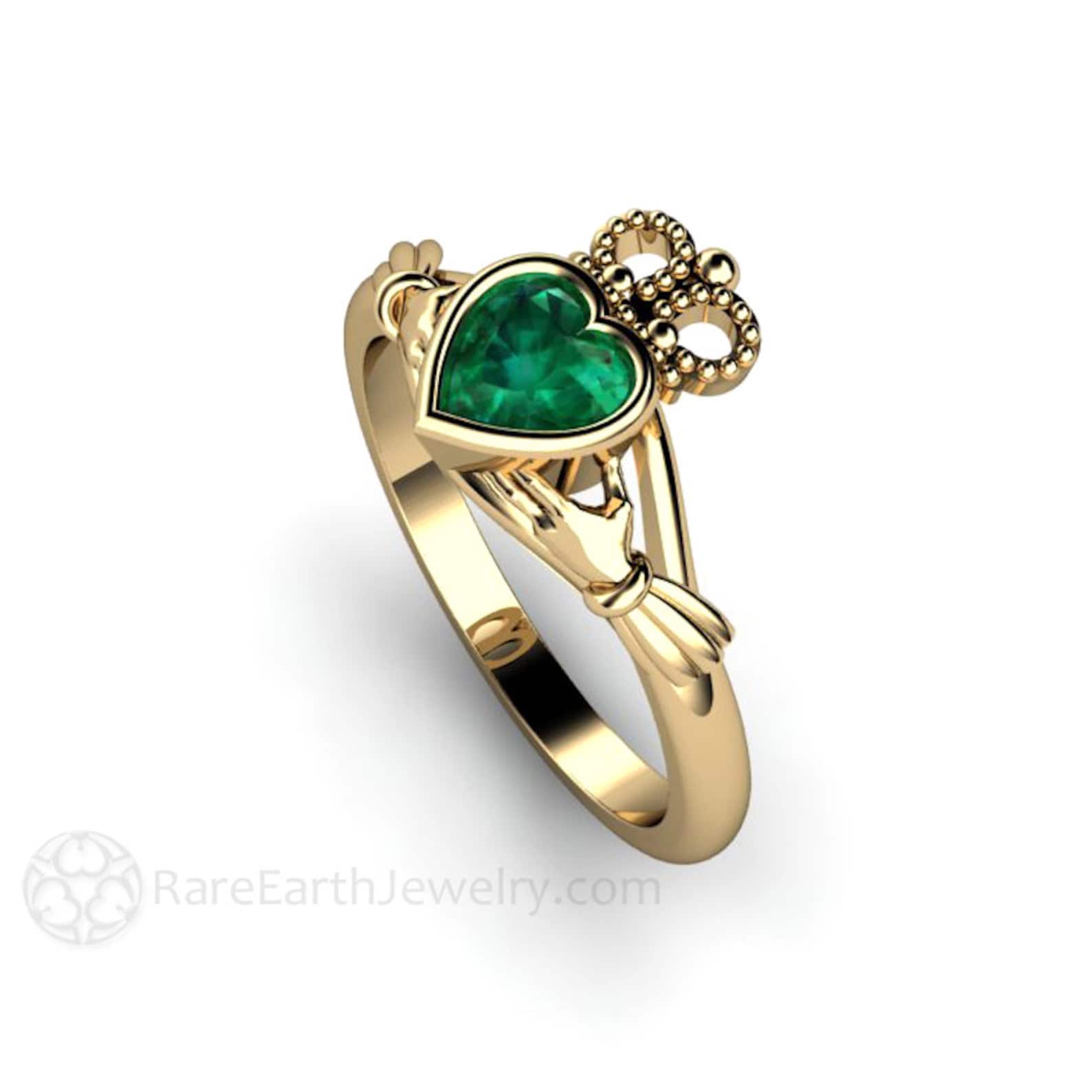 Emerald Claddagh Ring Celtic Jewelry Celtic Engagement Ring Irish ...