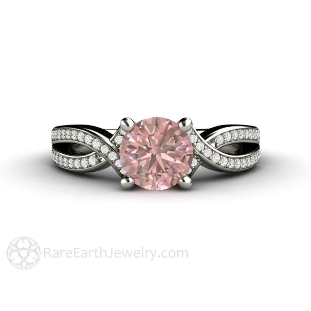 Pastel Pink Sapphire Engagement Ring, Light Pink Sapphire Ring Infinity ...
