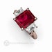Ruby Engagement Ring 3 Stone Emerald Cut Ruby Ring Large Red - Etsy