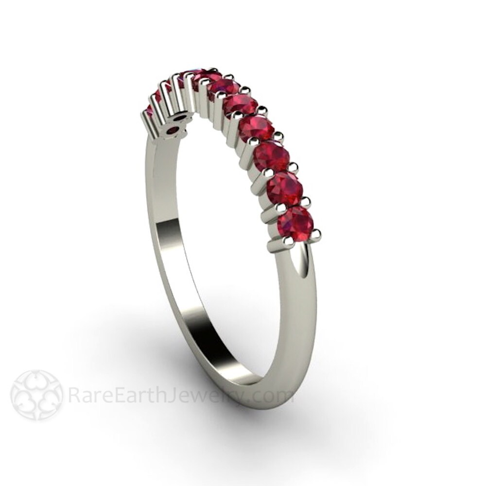 Ruby Wedding Ring Ruby Wedding Band Anniversary Band Stacking - Etsy