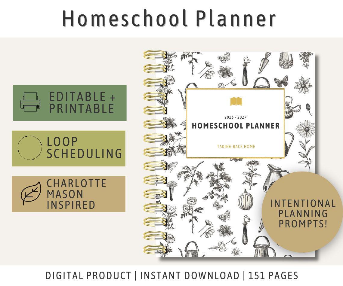 Editable Homeschool Planner + 2026-2027 Homeschool Planner + Homeschool ...